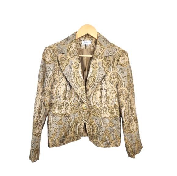 J Marco | Jackets & Coats | Vintage J Marco Gold Silver Tapestry Blazer ...